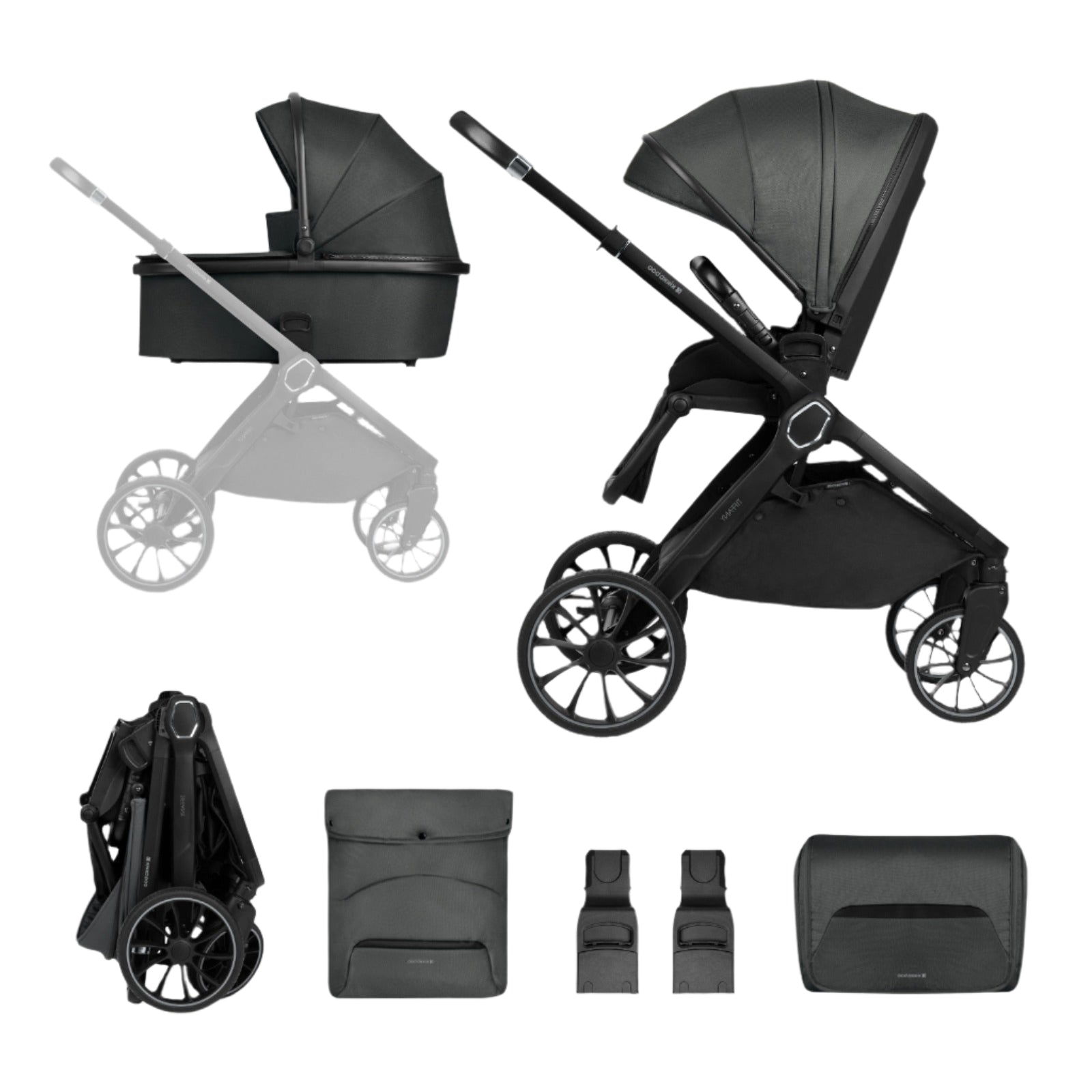 Kikkaboo Tiffany Stroller 2-in-1 with Carrycot - Dark Grey - Stroller ...